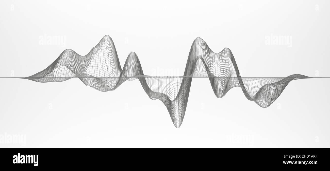 Abstract Dark Wireframe Waveform Or Polygonal Structure On White Background Visualization Of