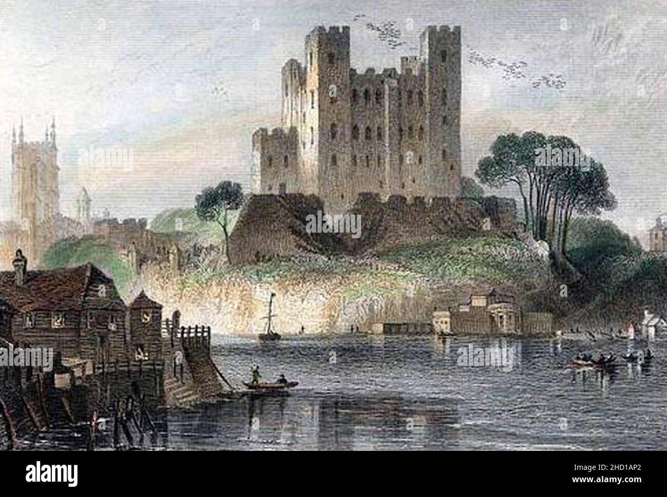 Rochester Castle engraved by H.Adlard after G.F.Sargent. c1836 edited ...