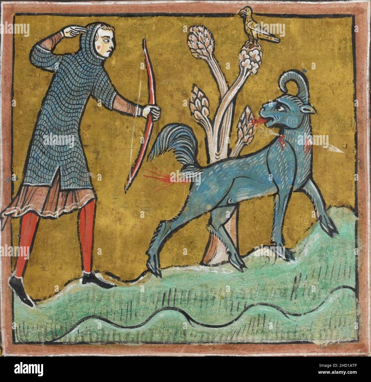 RochesterBestiary detail Bonnacon Stock Photo - Alamy