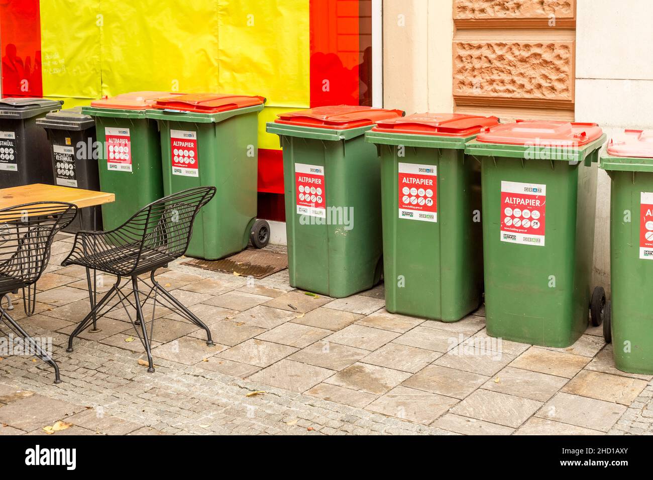 Graz, Austria - August 23, 2021: Altpapier green containers in the ...