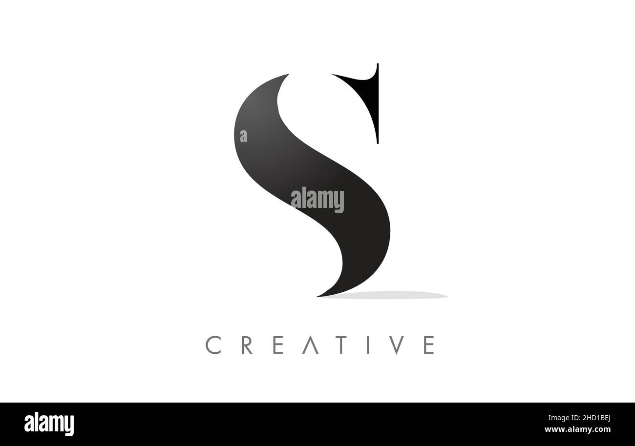S Serif Letter Logo with Minimalist Design in Black and White Vector ...