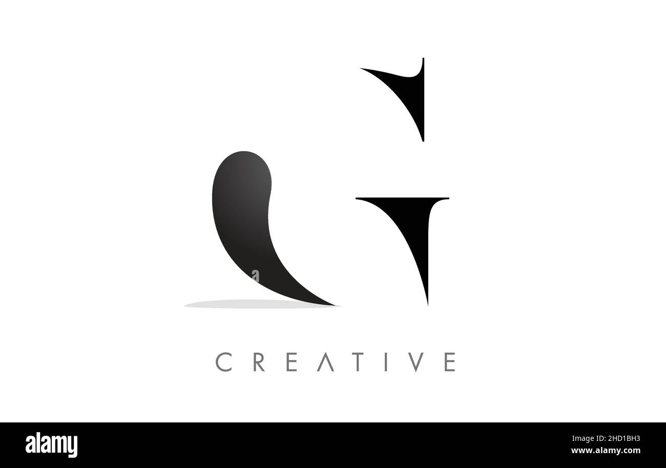 G Serif Letter Logo with Minimalist Design in Black and White Vector ...