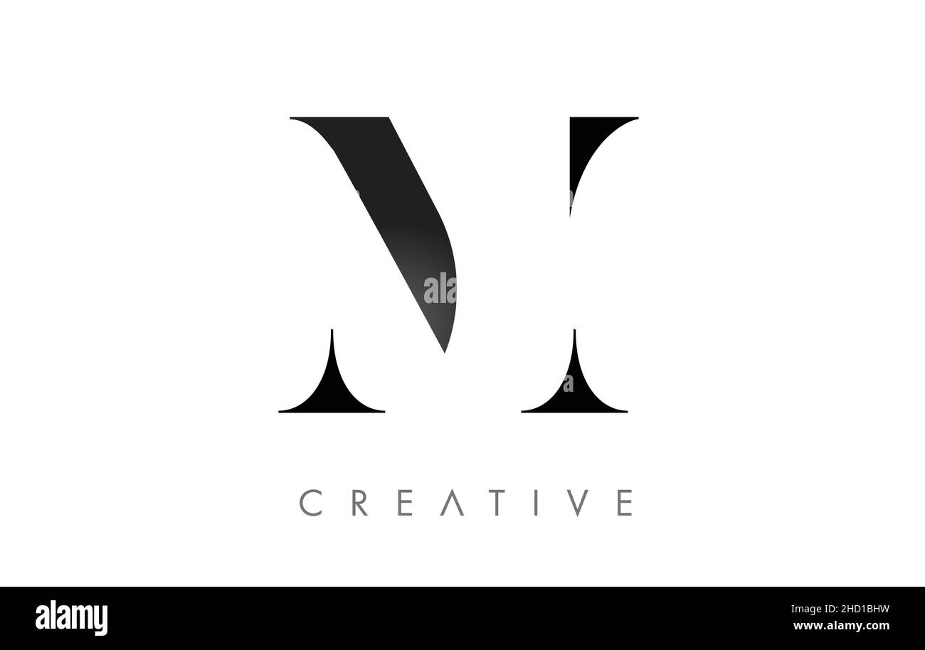 M Serif Letter Logo with Minimalist Design in Black and White Vector ...