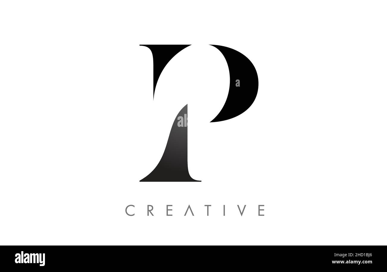 P Serif Letter Logo with Minimalist Design in Black and White Vector ...