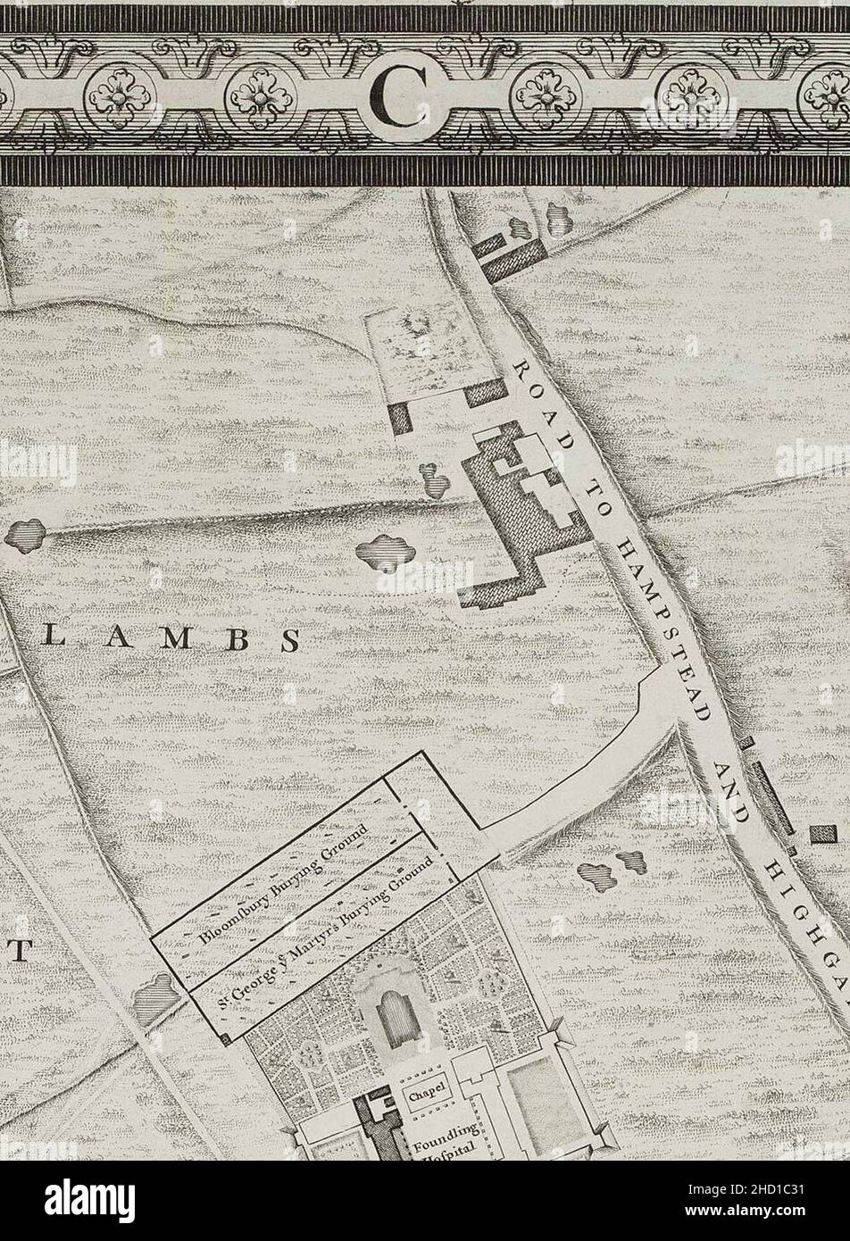 Rocque Map of London 1746 008 Stock Photo - Alamy