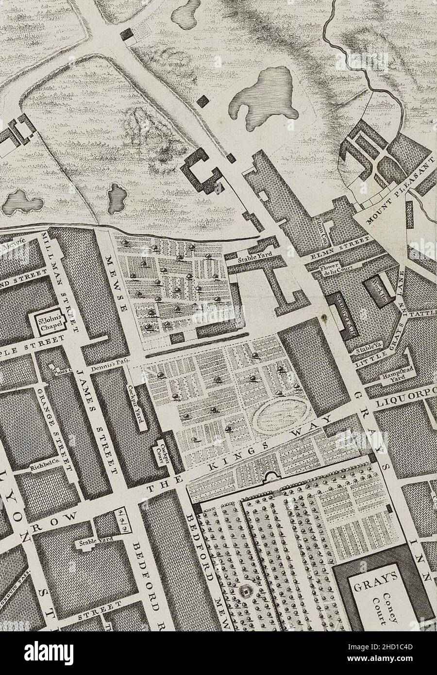 Rocque Map of London 1746 033 Stock Photo - Alamy