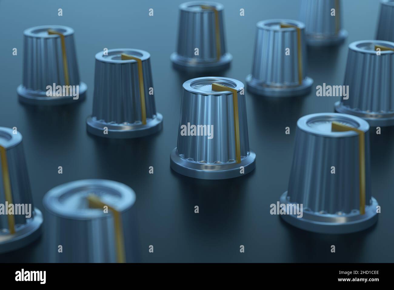 3D close-up illustration of adjustment knob on black background Stock ...