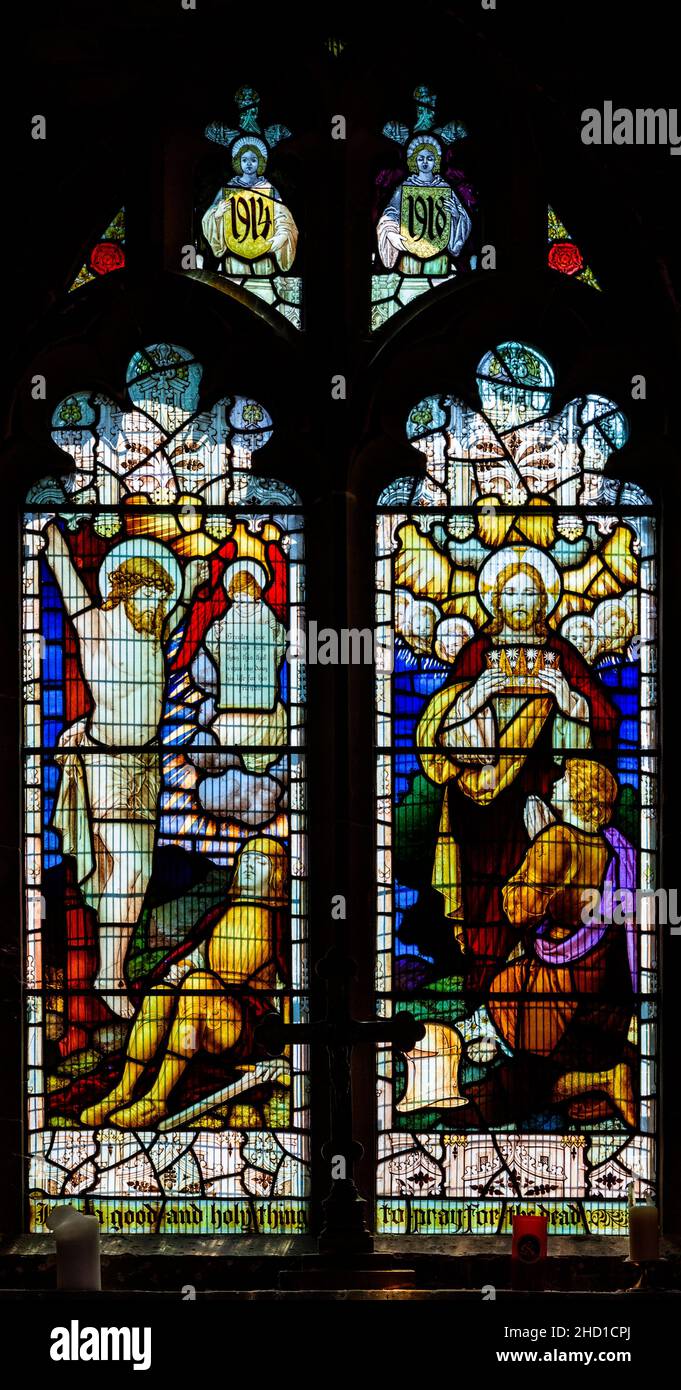 Stained glass window war memorial 1914-1918, Kirkley church, Suffolk ...