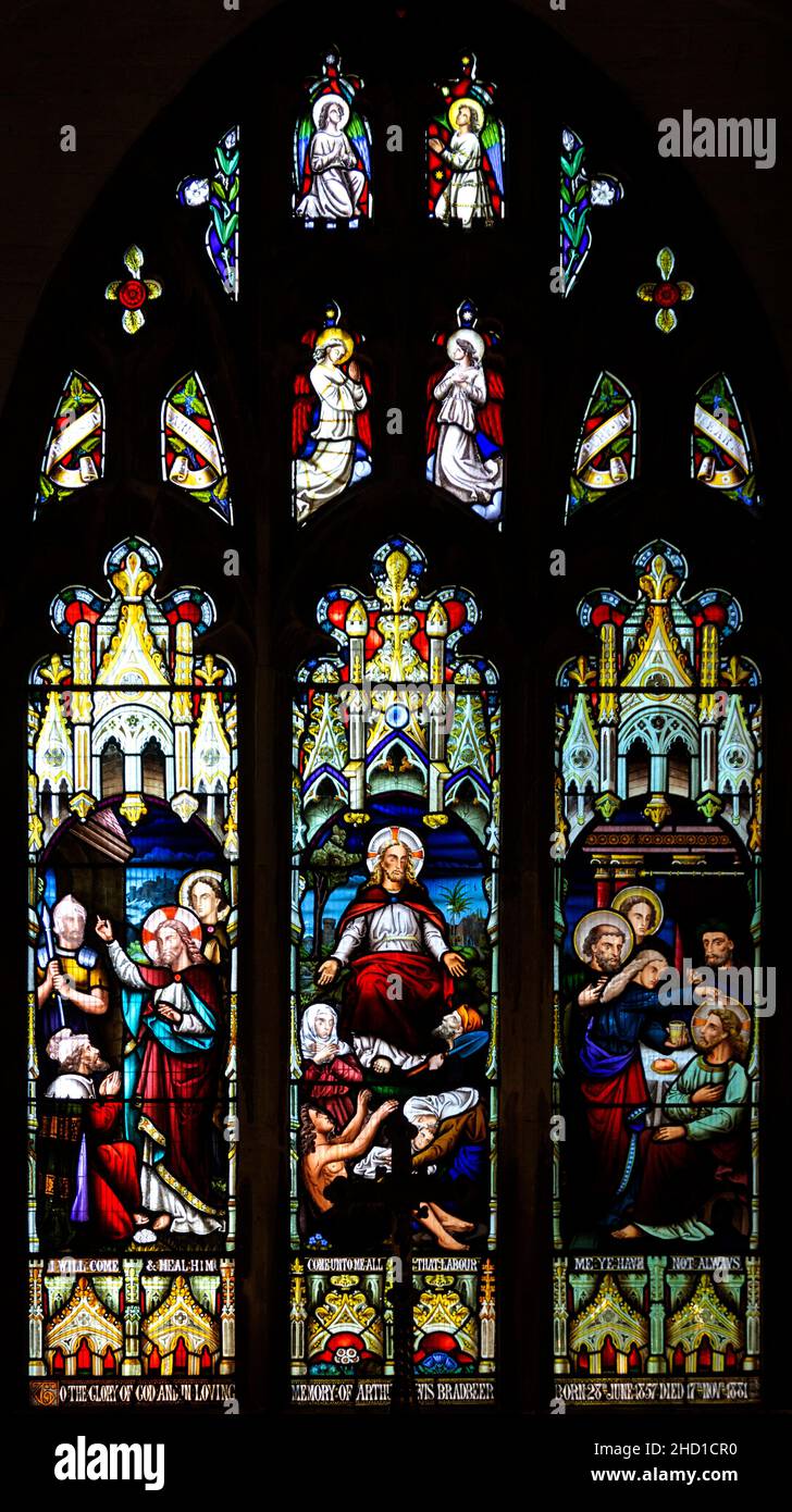 Stained glass window threes scenes life of Jesus, c 1881, Kirkley ...