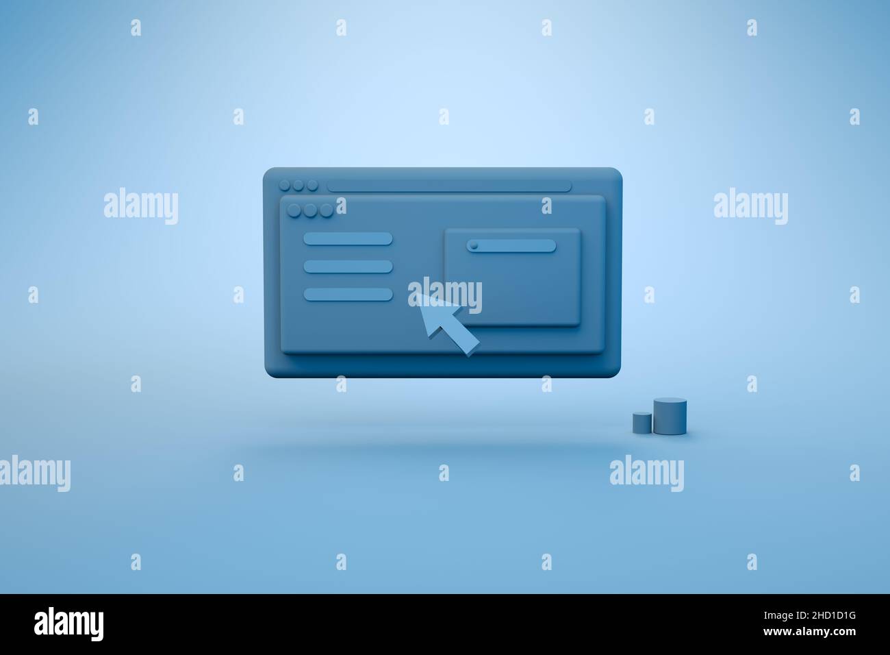 3d Renderer Of Internet Browser Icon Windows With Reflection With Copy Space For Your Text Stock