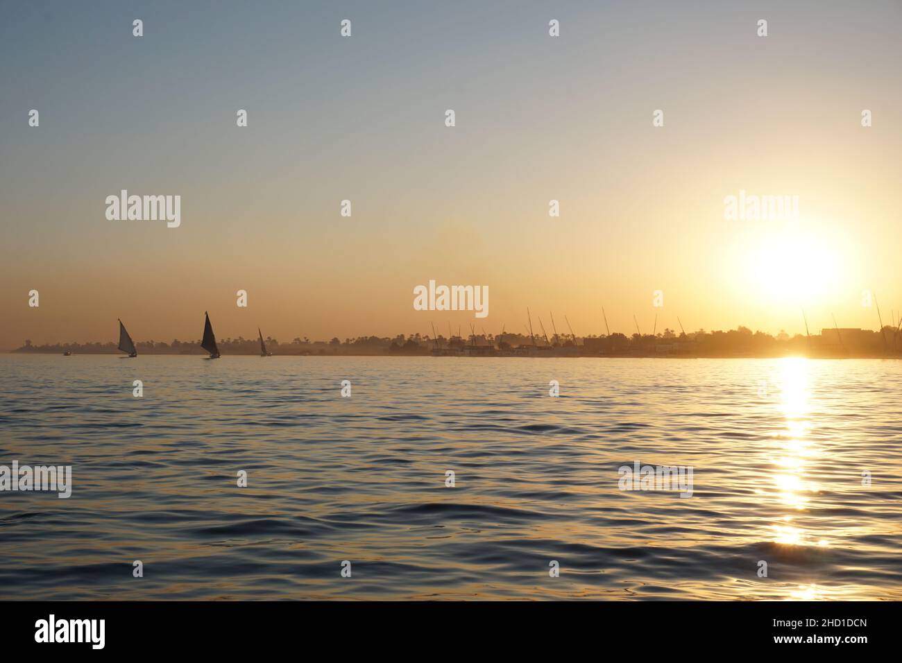 Sunset from a Felucca on the Nile in Luxor, Egypt Stock Photo - Alamy