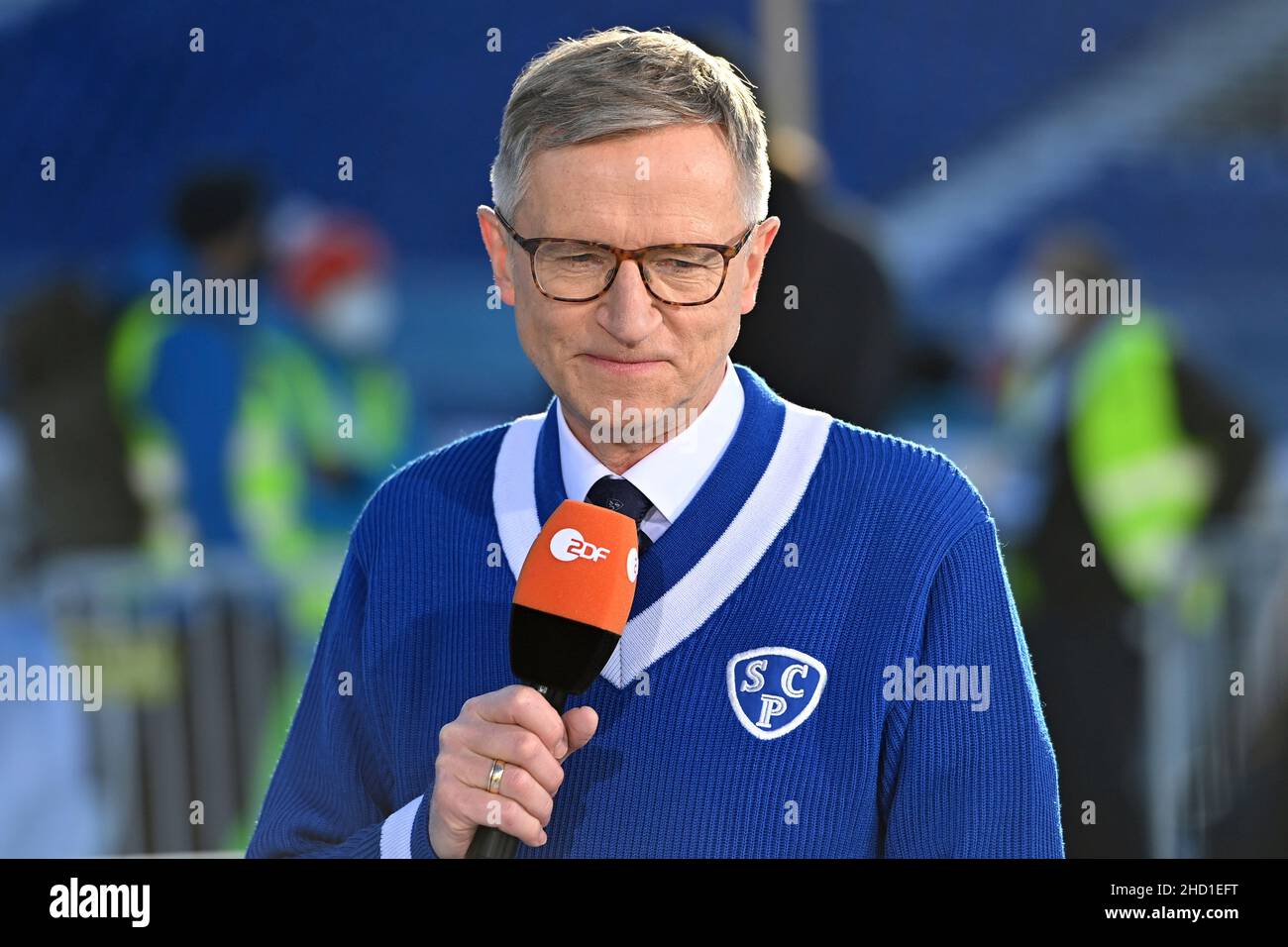 ZDF presenter Norbert KOENIG at the microphone, single image, trimmed ...
