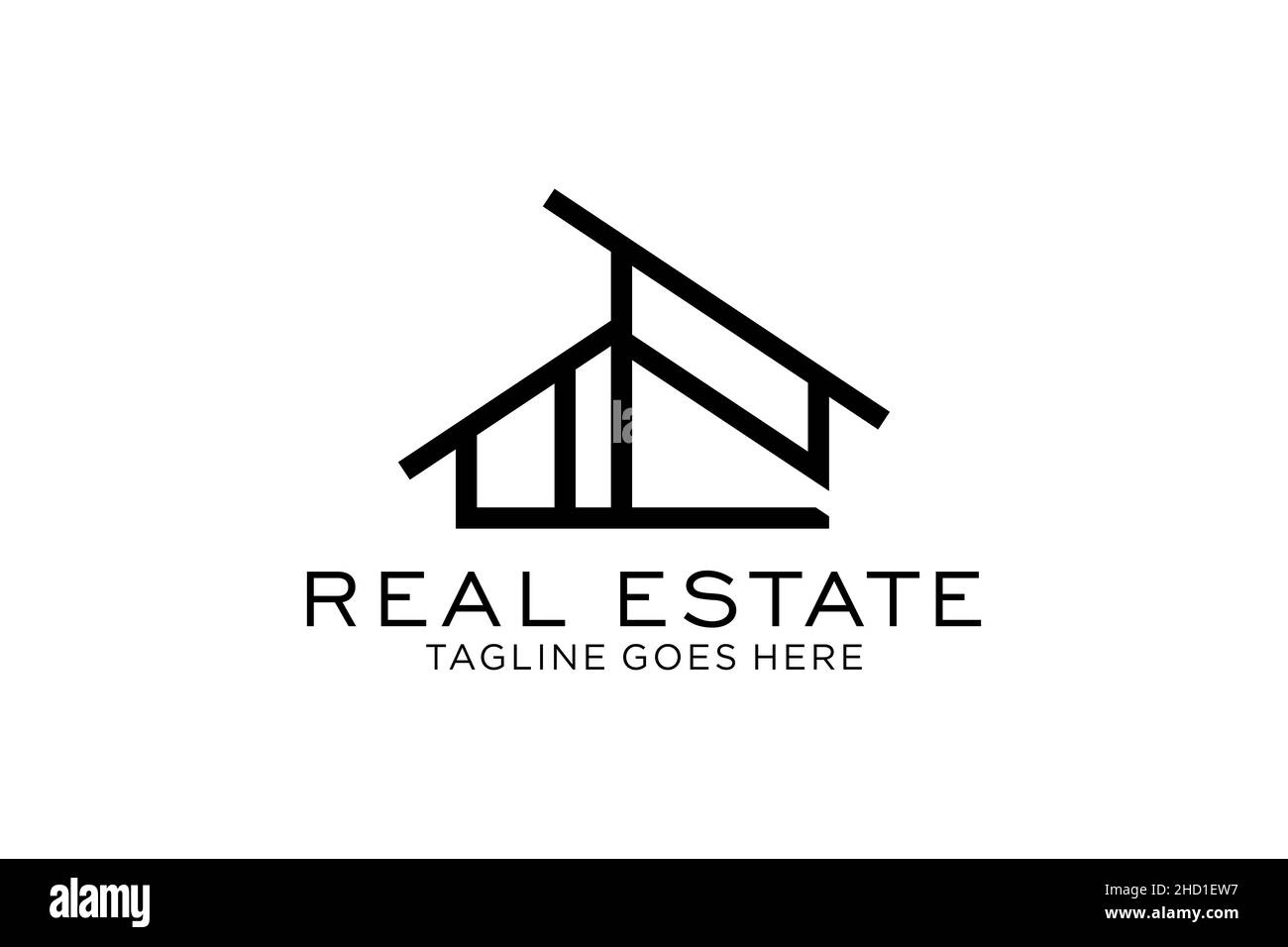 Letter E Simple modern building architecture logo design with line art ...