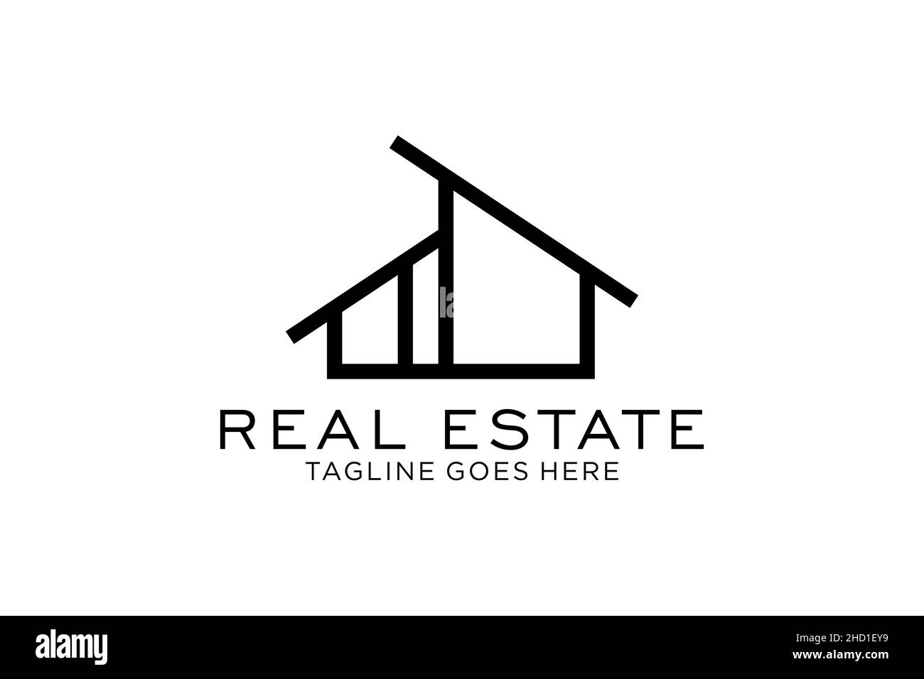 Letter D Simple modern building architecture logo design with line art ...