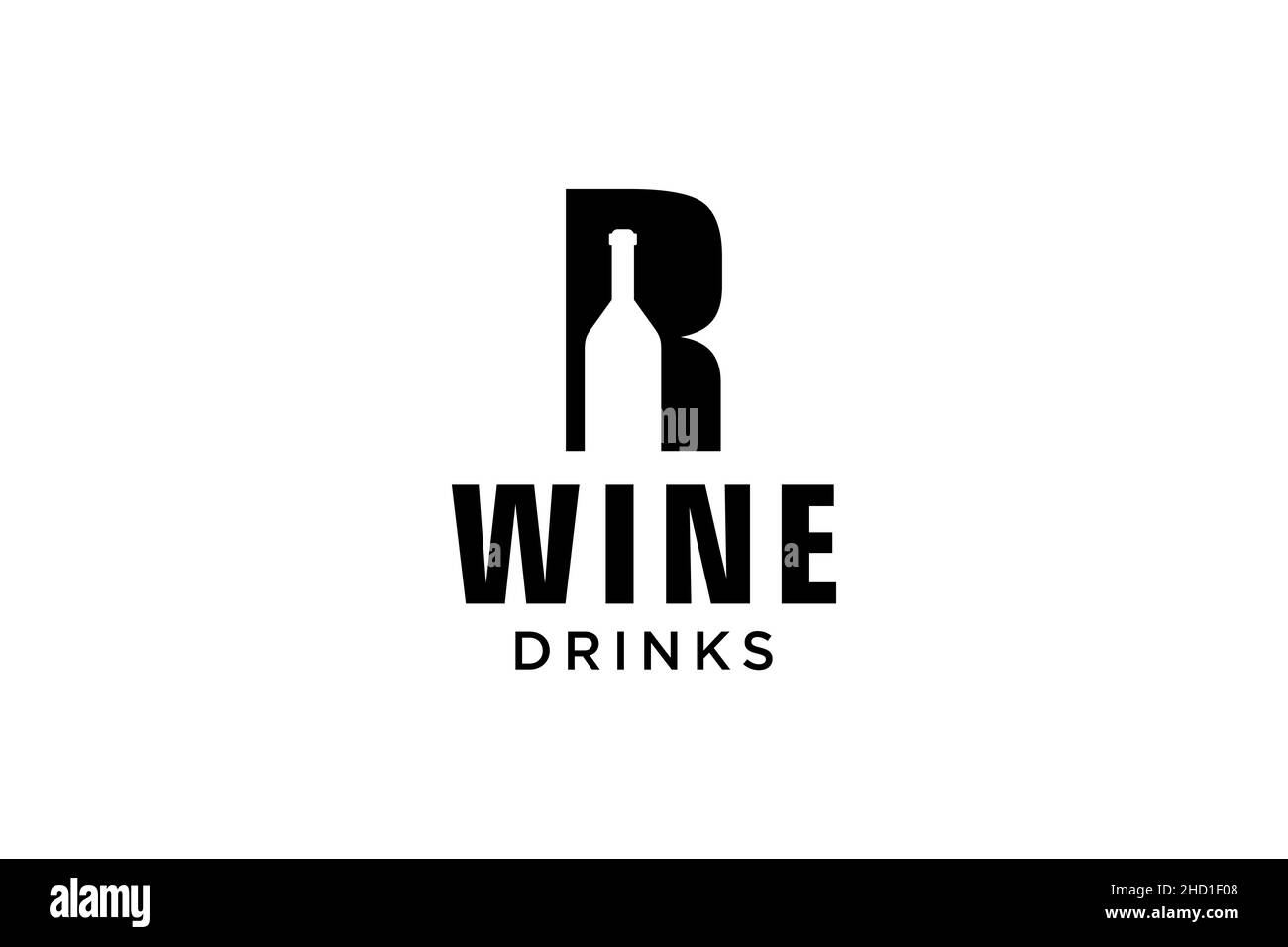 initial letter R with wine bottle logo design Stock Vector Image & Art ...