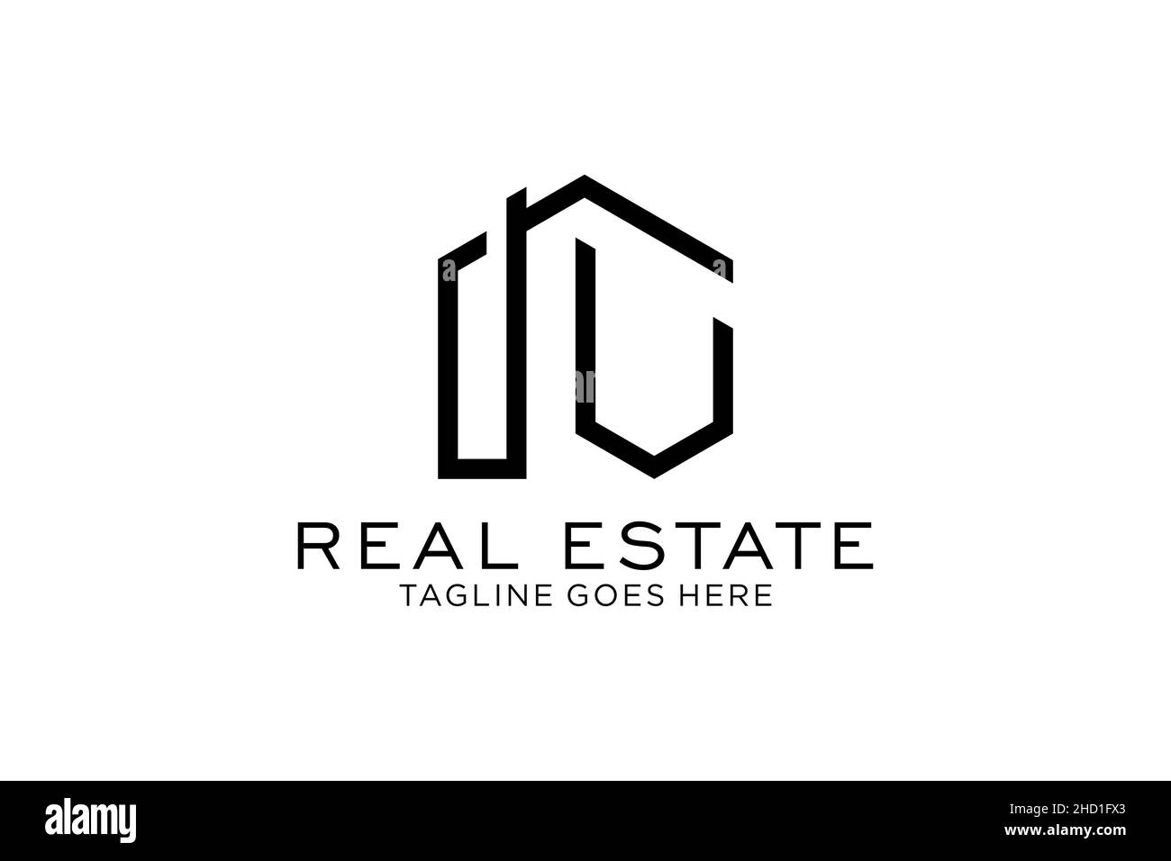 Letter V Simple modern building architecture logo design with line art ...