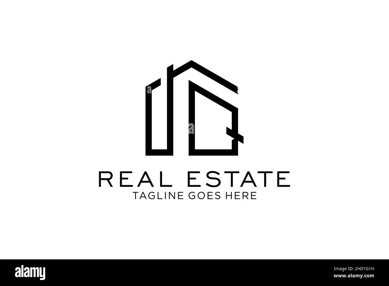 Letter Q Simple modern building architecture logo design with line art ...