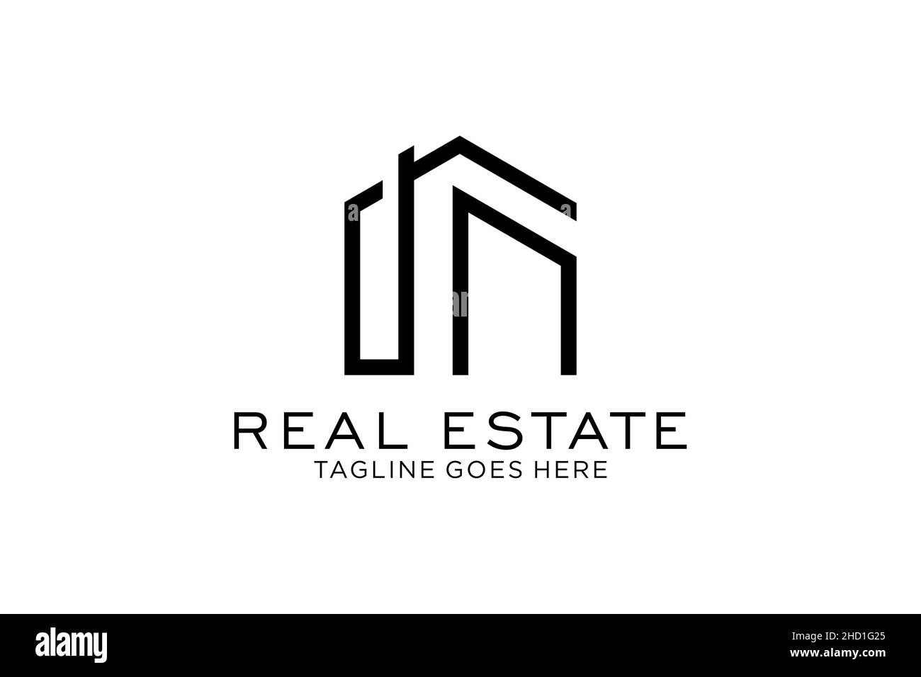 Letter N Simple modern building architecture logo design with line art ...