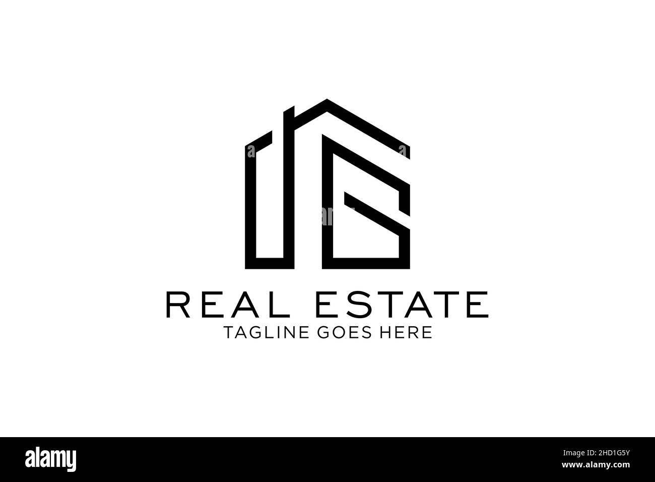 Letter G Simple modern building architecture logo design with line art ...