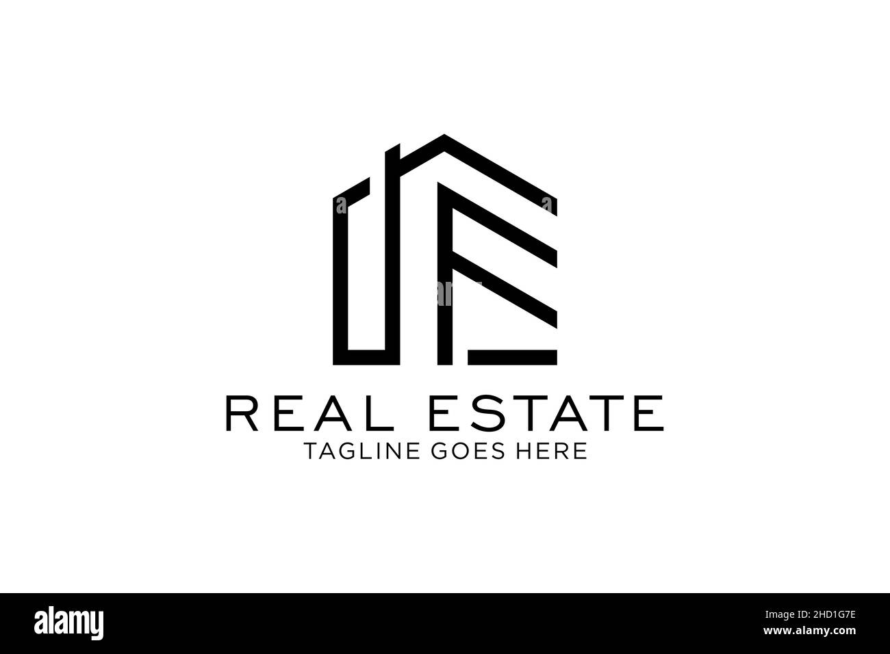 Letter F Simple modern building architecture logo design with line art ...