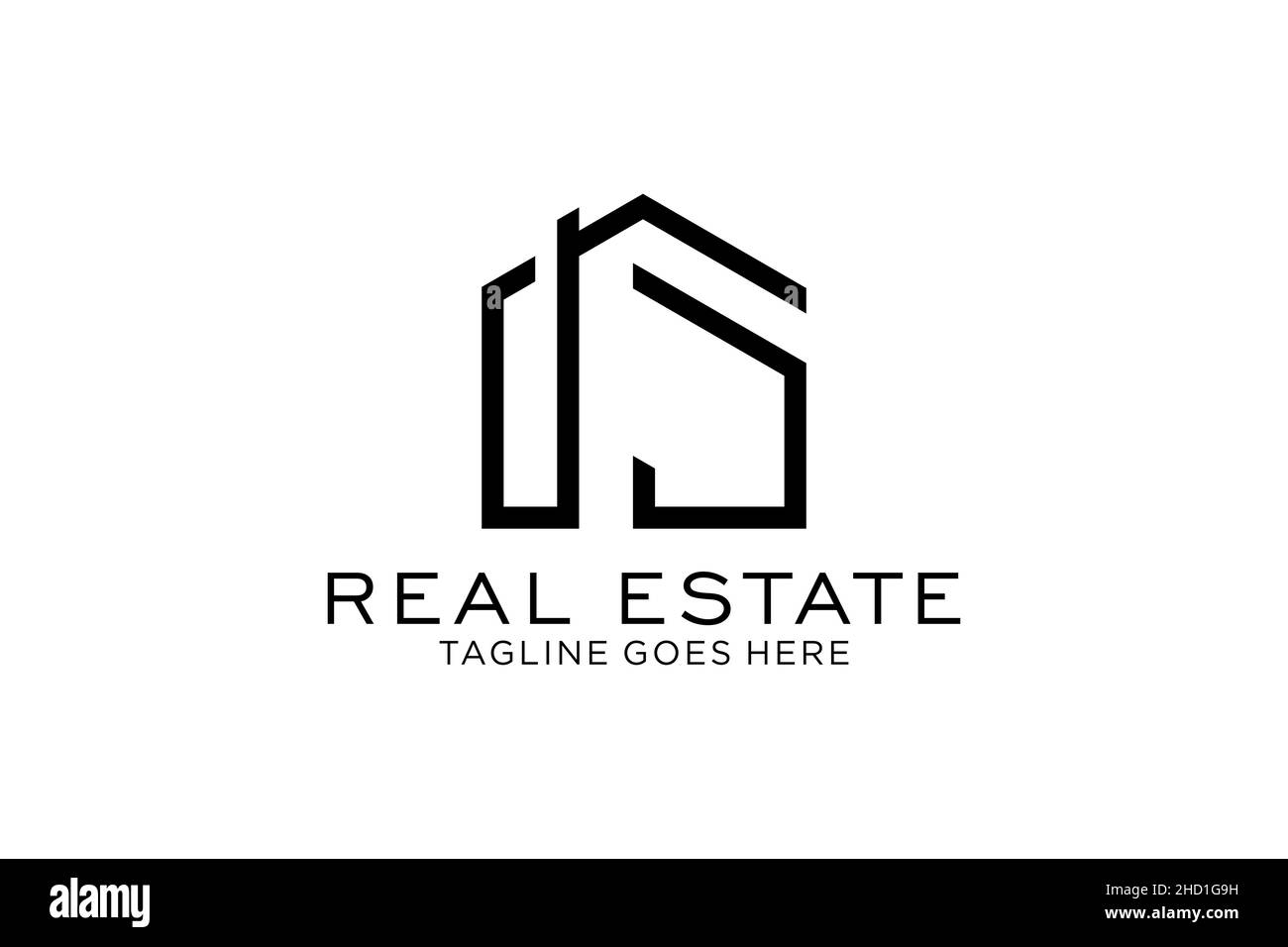 Letter J Simple modern building architecture logo design with line art ...