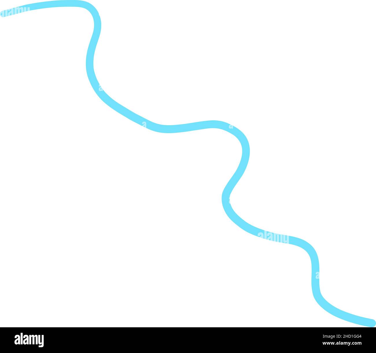 blue wave, curved doodle line. vector illustration decoration Stock ...