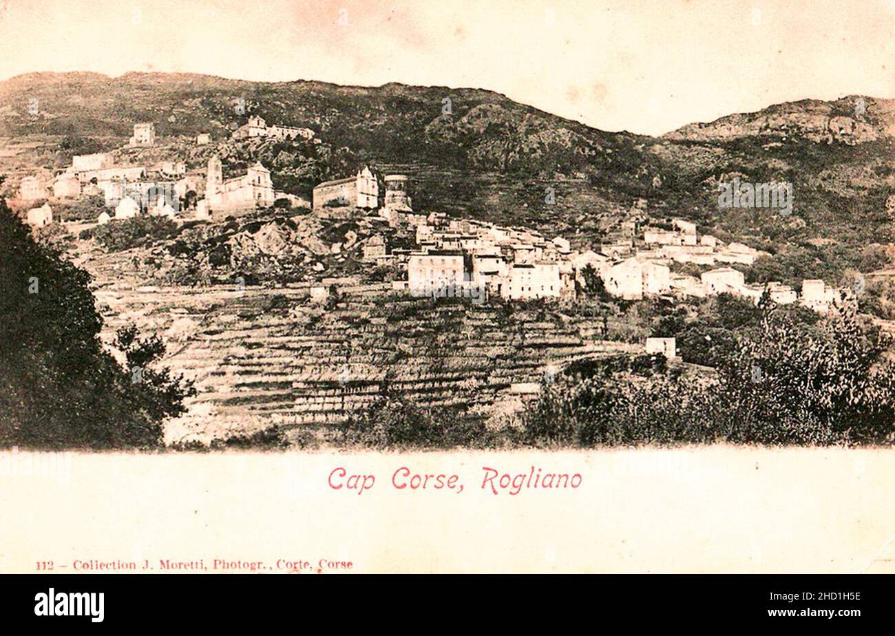 Rogliano Cap Corse vignoble et village Stock Photo - Alamy