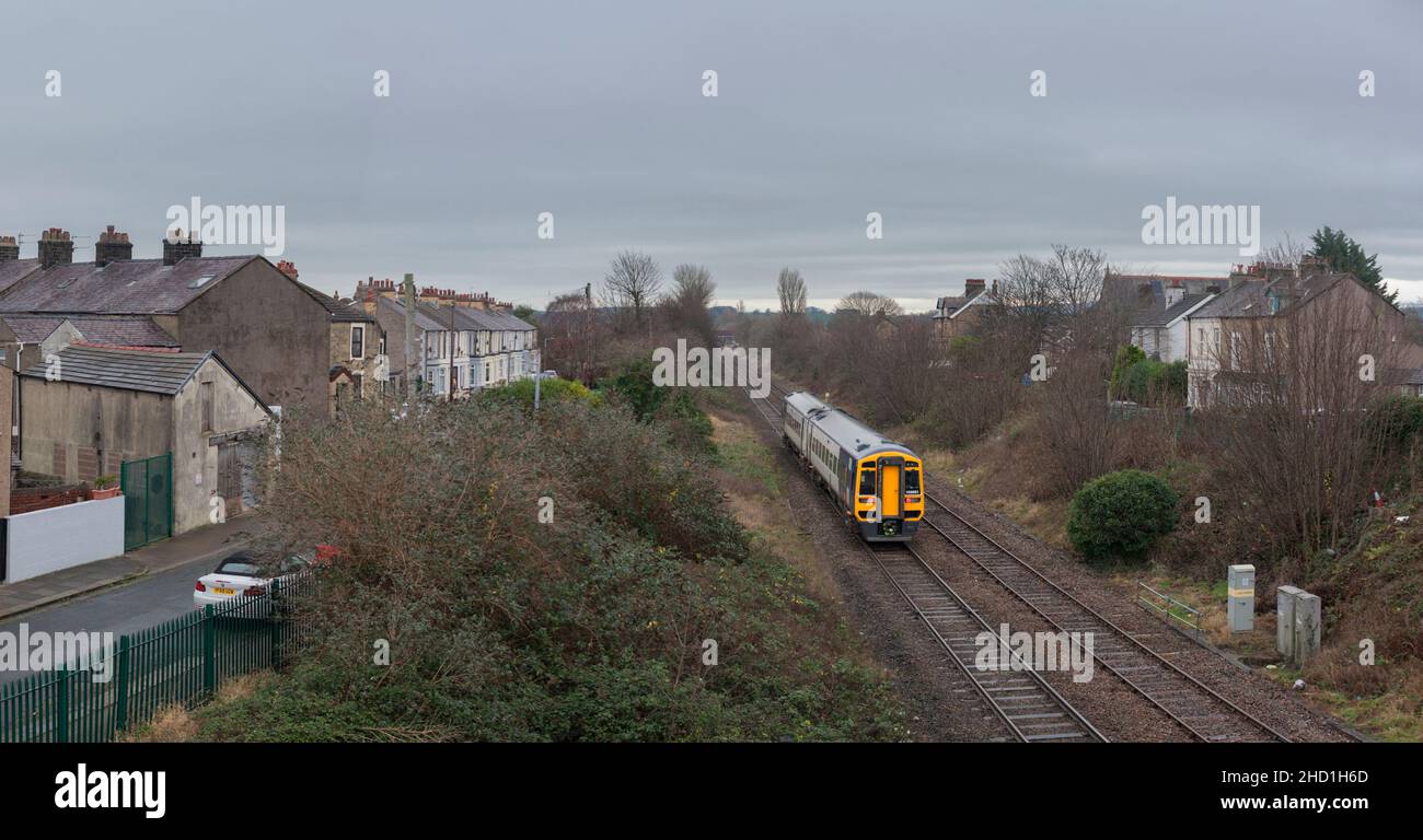 Northern Rail class 158 diesel sprinter train on the Morecambe branch ...