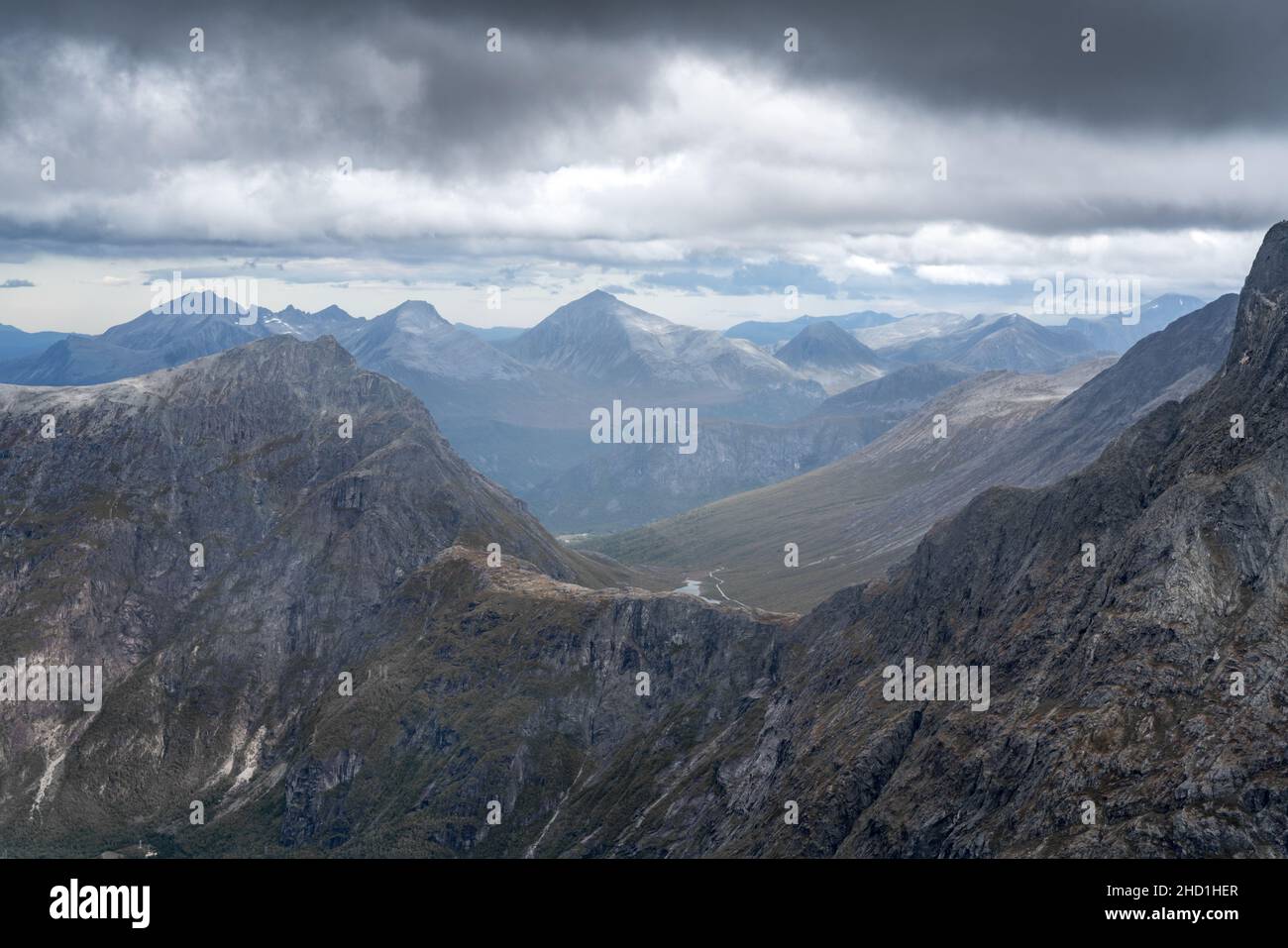 View from the top of Trollveggen, or Troll Wall, in Norway. Famous ...