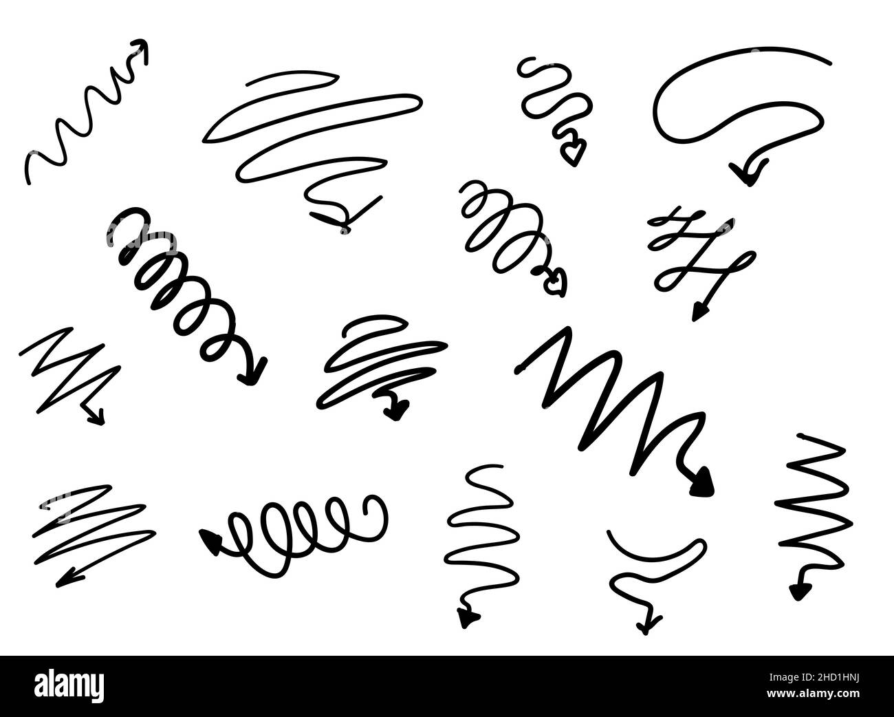 spiral arrow set. collection of different curved arrows vector elements ...