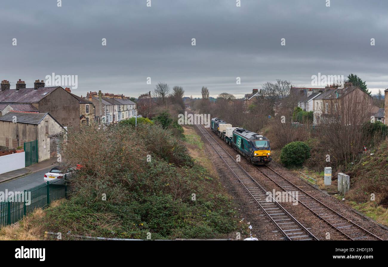 2 direct Rail Services class 68 locomotives with a nuclear flask train ...