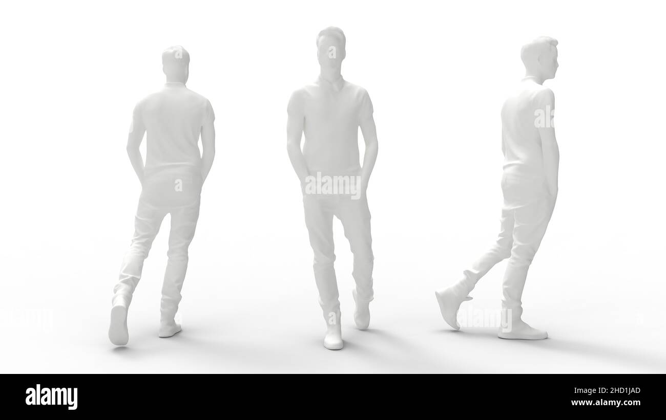 3D rendering of a casual dressed young man computer model isolated on ...