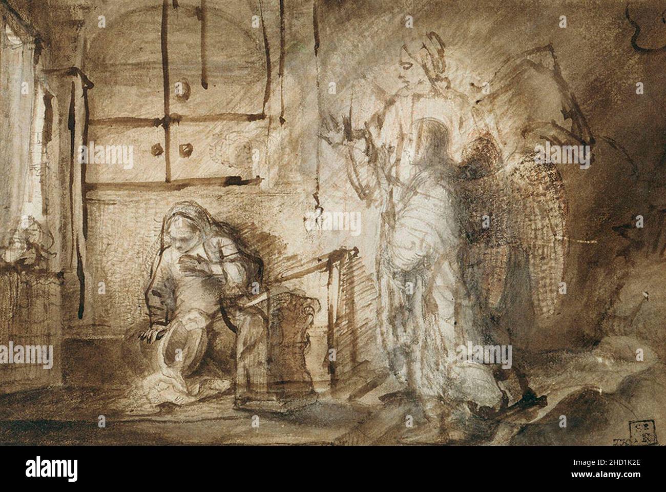 The Annunciation to Mary by Constantijn Daniel van Renesse & Rembrandt ...