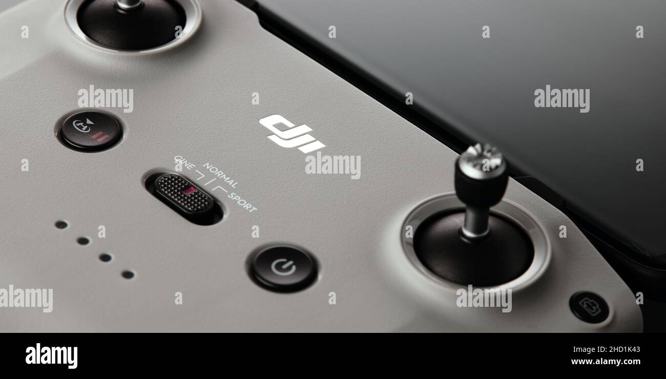 DJI remote control. Control stick of the DJI Mavic 3 drone remote ...