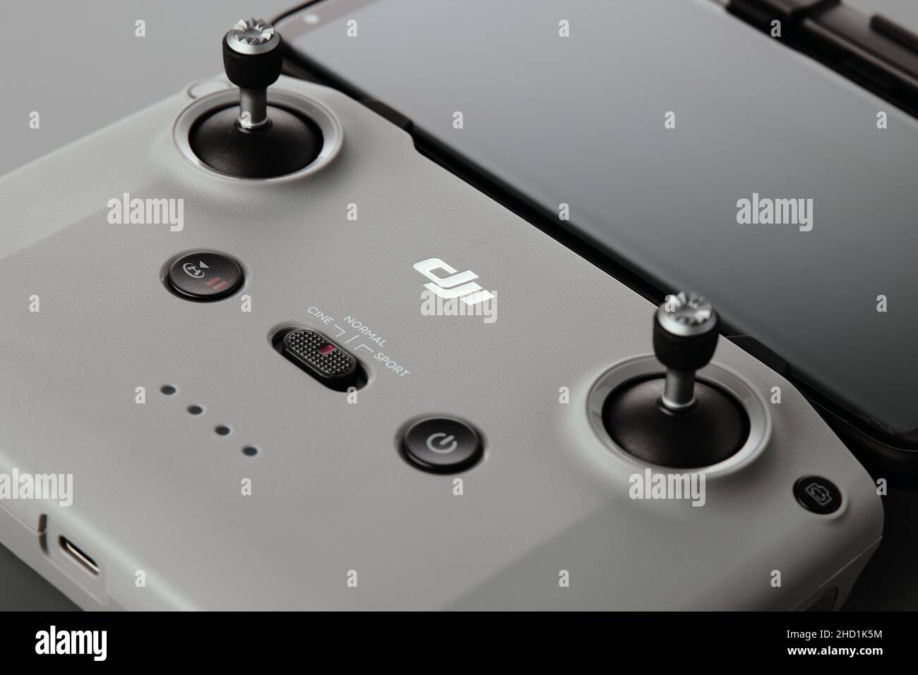 DJI remote control. Control stick of the DJI Mavic 3 drone remote ...