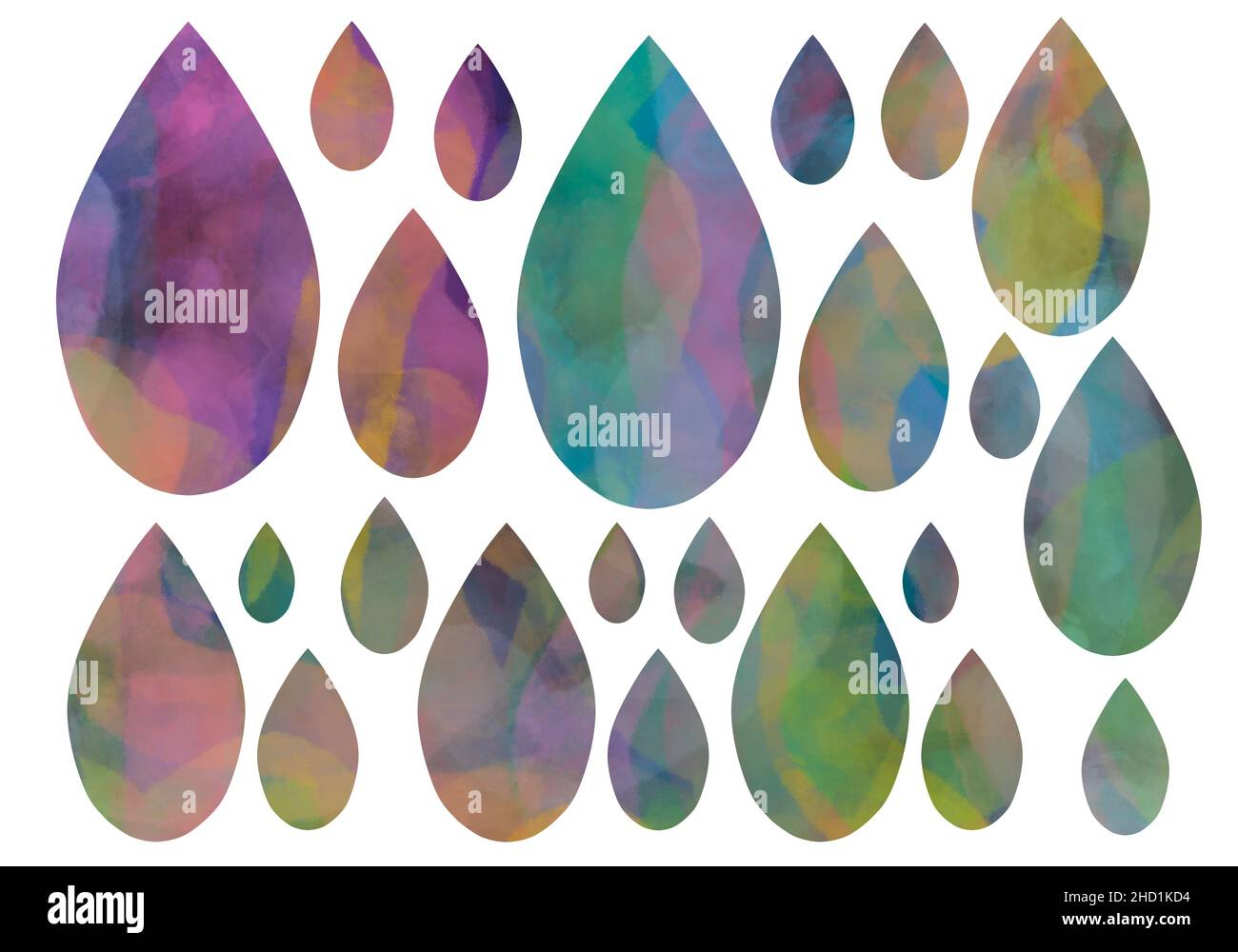 Set with coloured water rain drops for stickers and postcard and cards ...