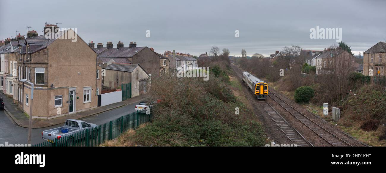 Northern Rail class 158 diesel sprinter train on the Morecambe branch ...