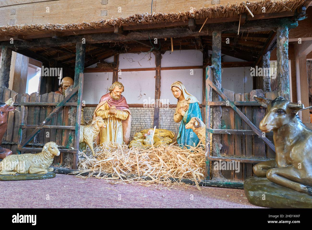 Christmas crib in the medieval cathedral at Peterborough England ...