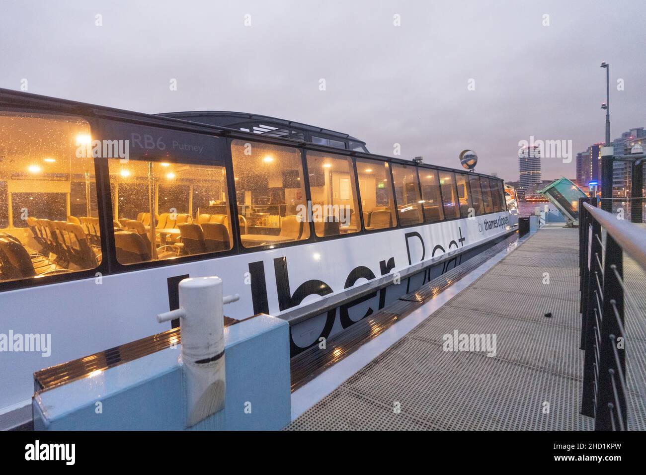 Uber Boat Thames Clippers at Plantation Wharf Pier Stock Photo - Alamy