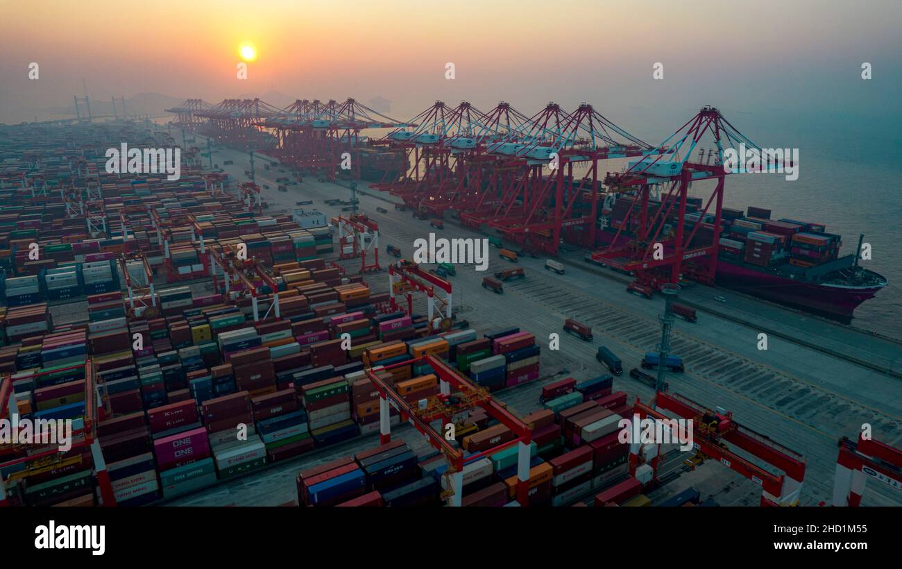 SHANGHAI, CHINA - JANUARY 2, 2022 - An aerial photo taken on Jan. 2 ...
