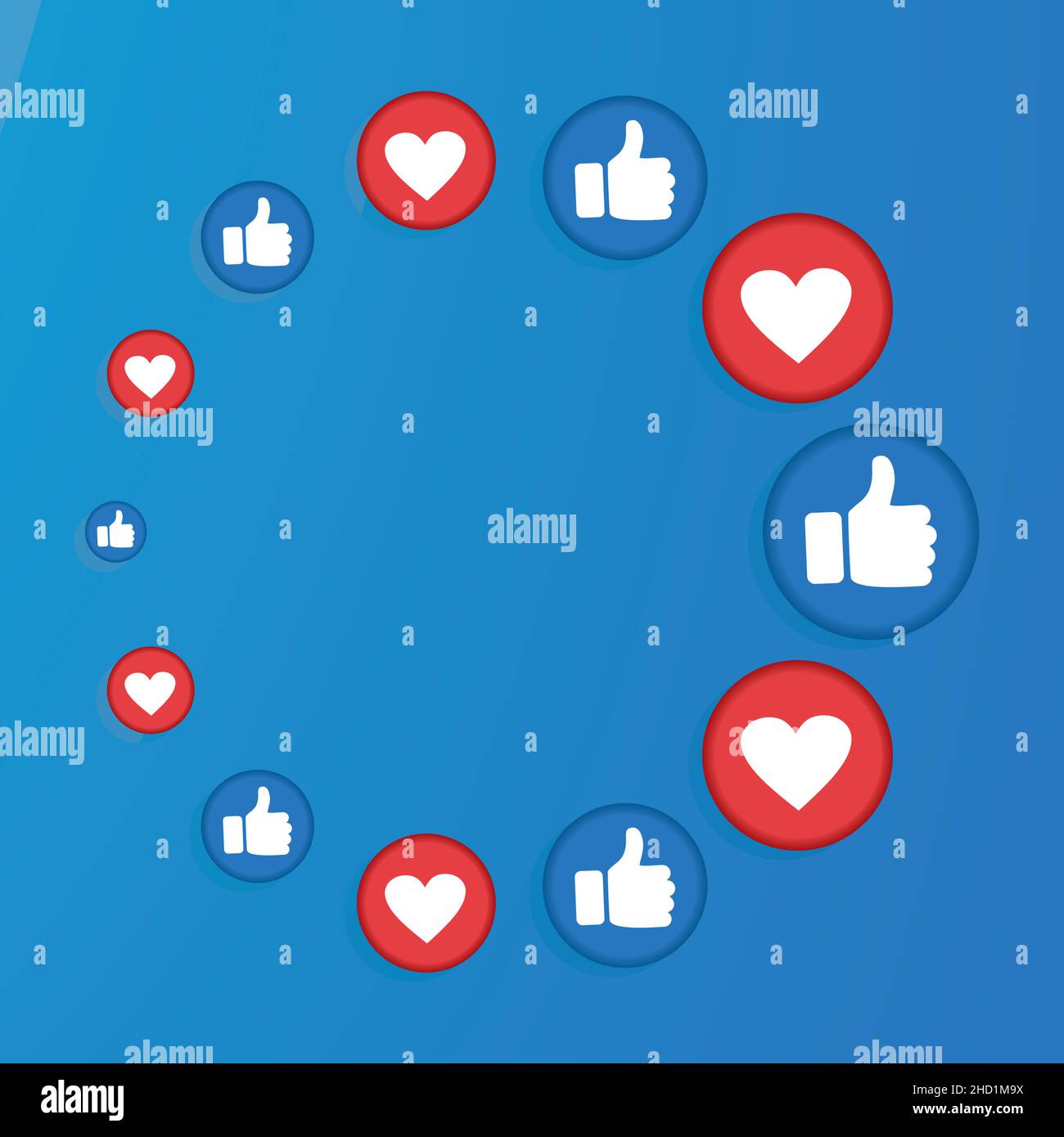 Likes and hearts in circle. Vector illustration. EPS10 Stock Vector ...