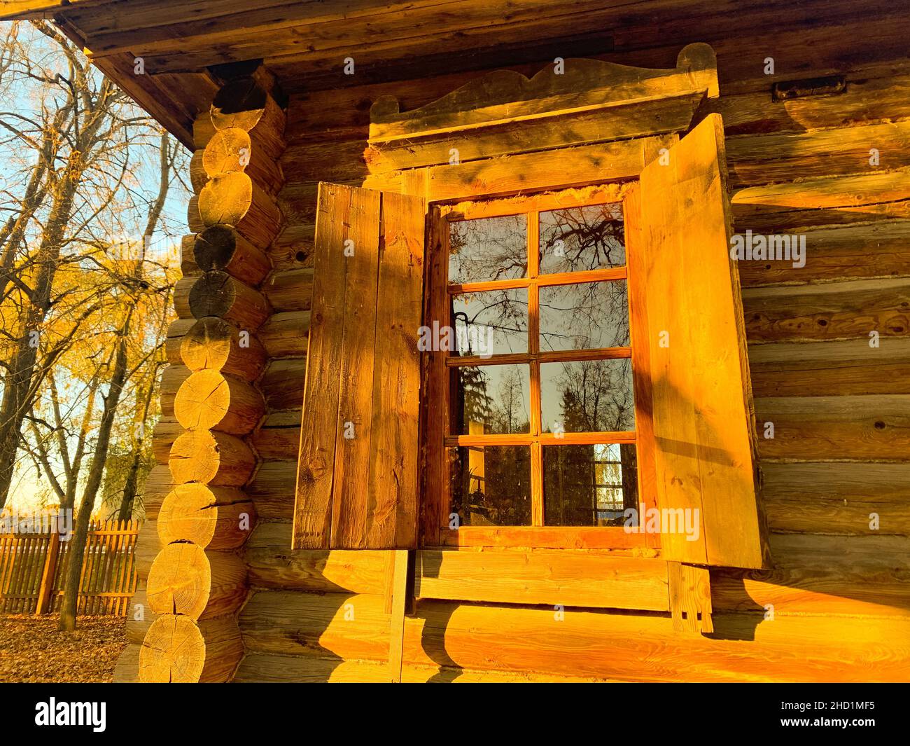 One window of old wooden house Stock Photo - Alamy
