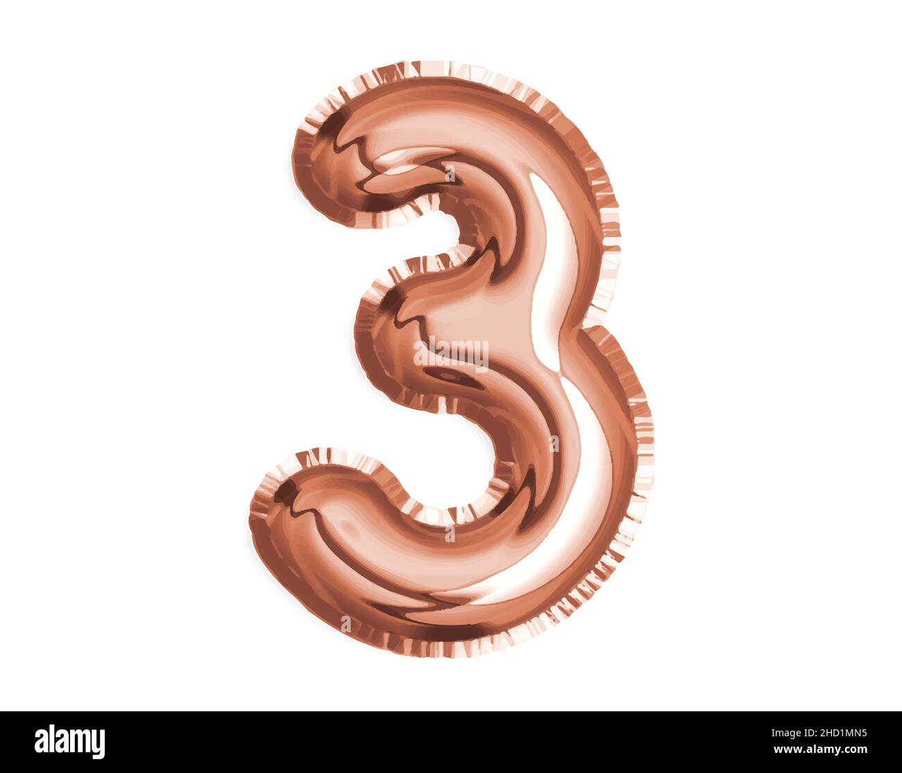 The rose gold, bronze number three air balloon for baby shower ...