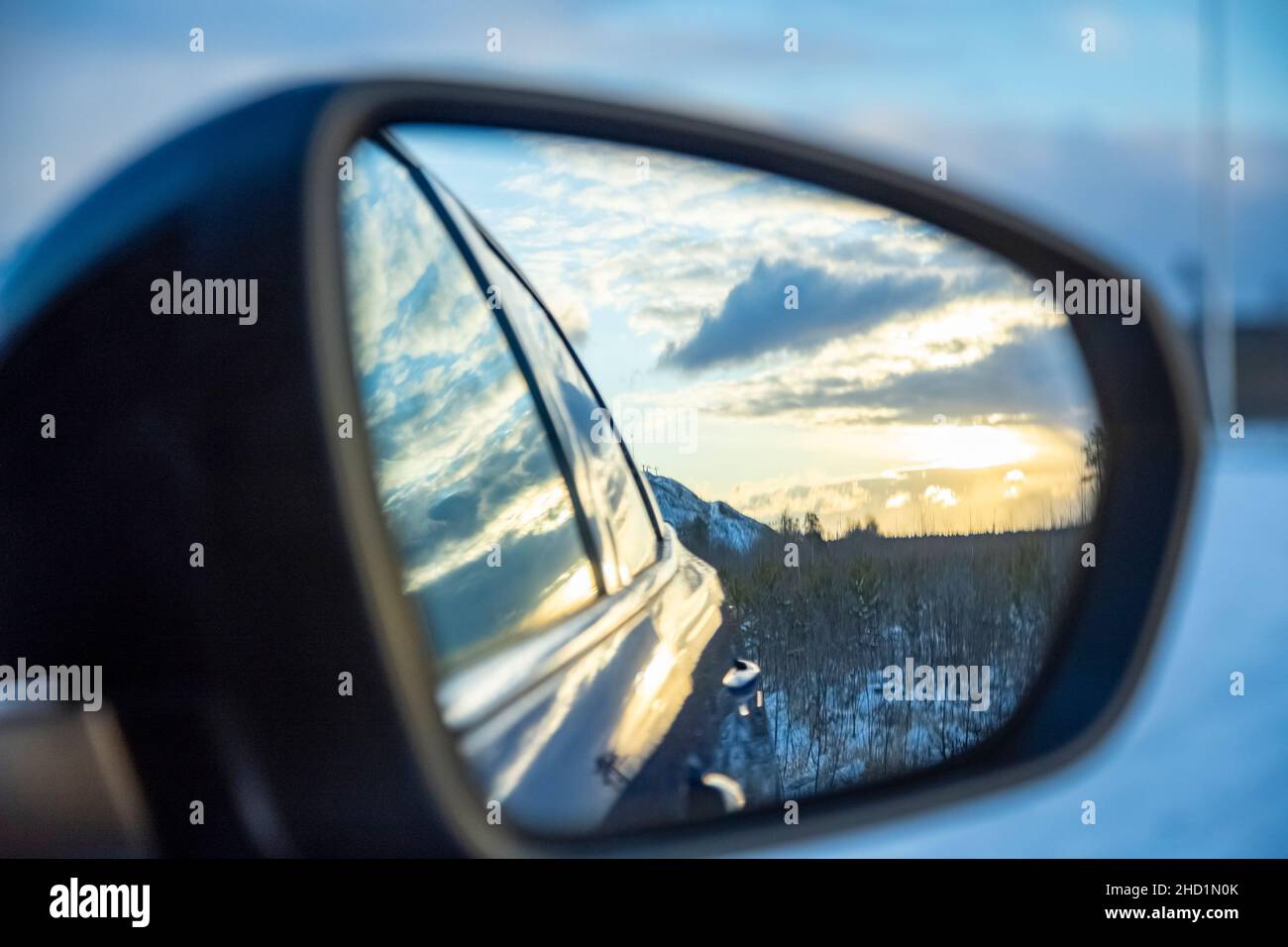 Side view mirror car sunset sky hi-res stock photography and images - Alamy