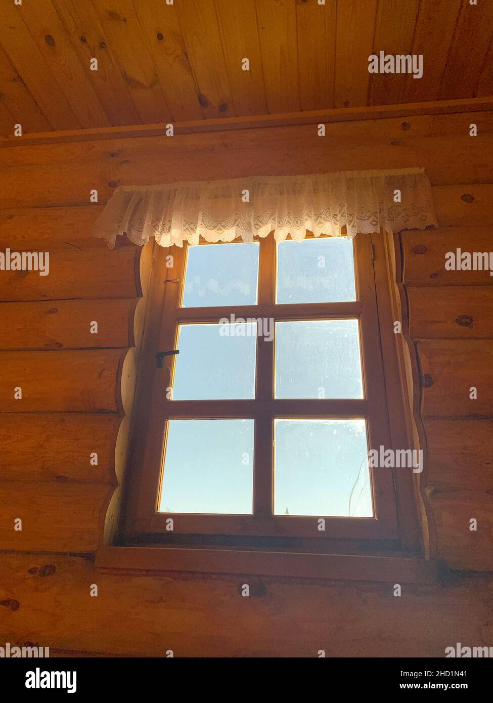 One window of old wooden house Stock Photo - Alamy