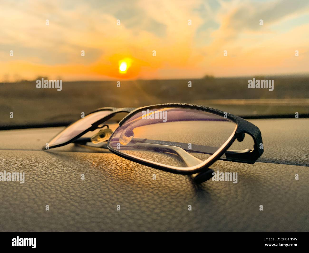 Driving glasses in a car. Sunlight Stock Photo - Alamy