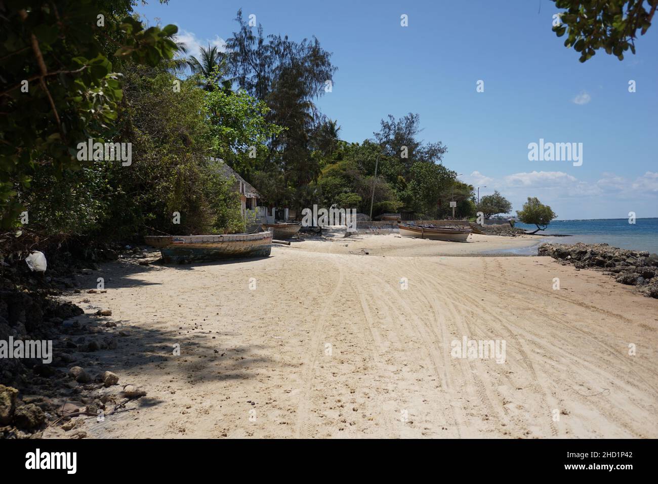 Beach road connecting Shela with Lamu on Lamu Island, Kenya Stock Photo ...