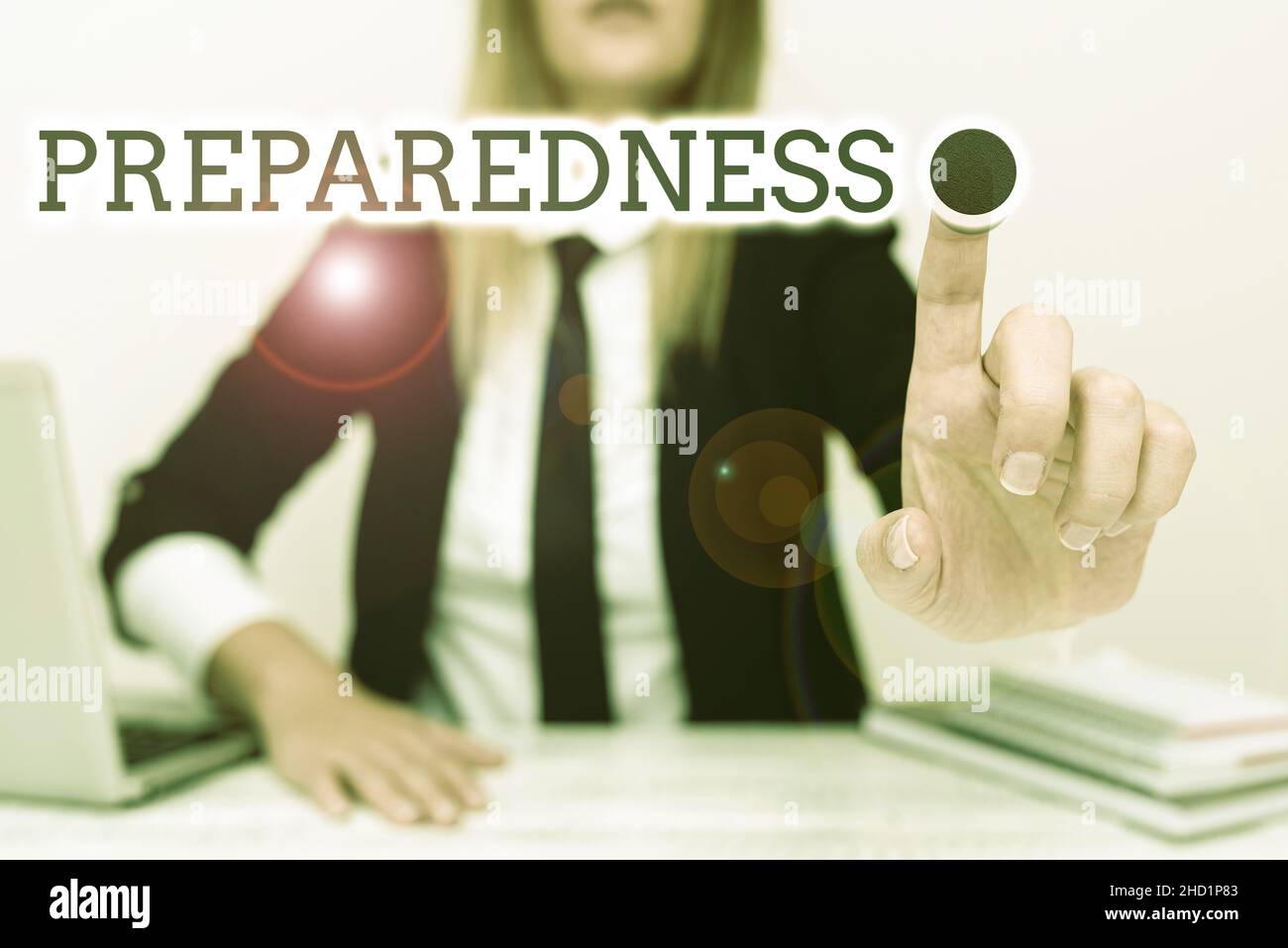 Conceptual caption Preparedness. Business showcase quality or state of ...