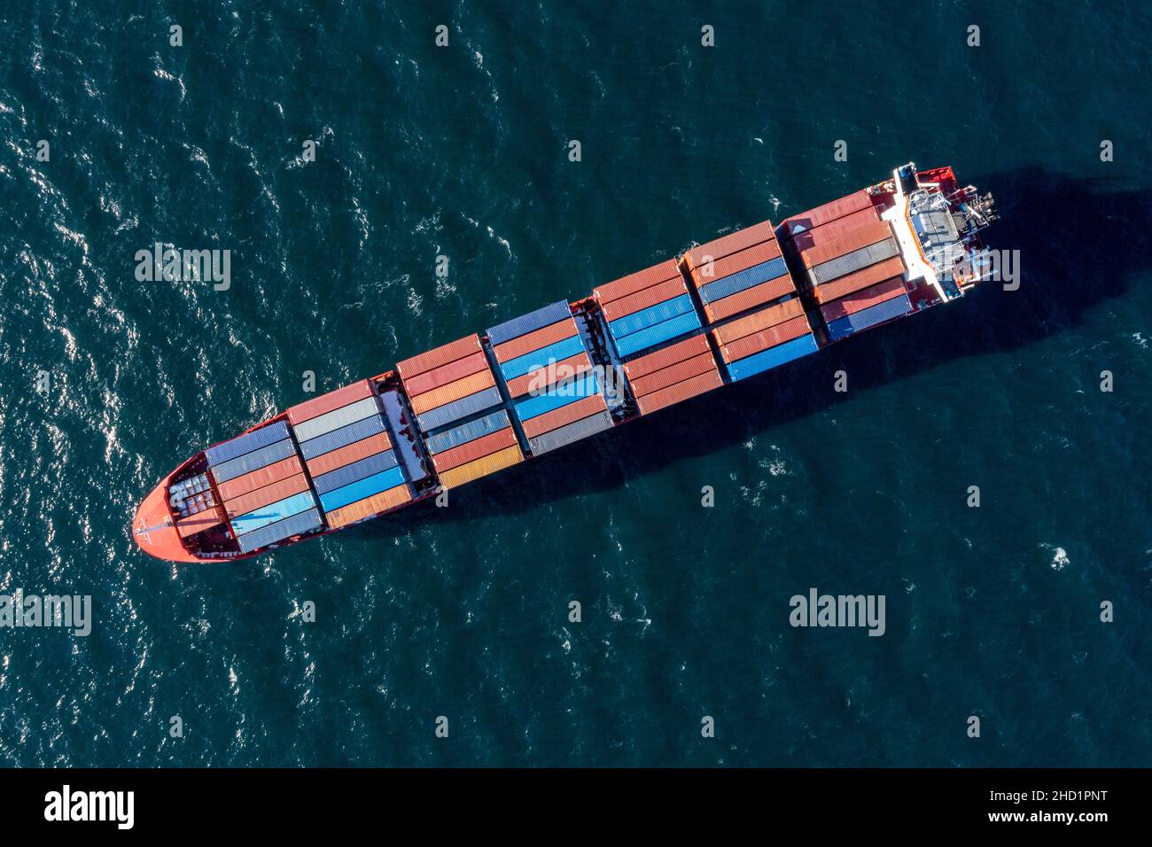Top view of a container ship at sea Stock Photo - Alamy