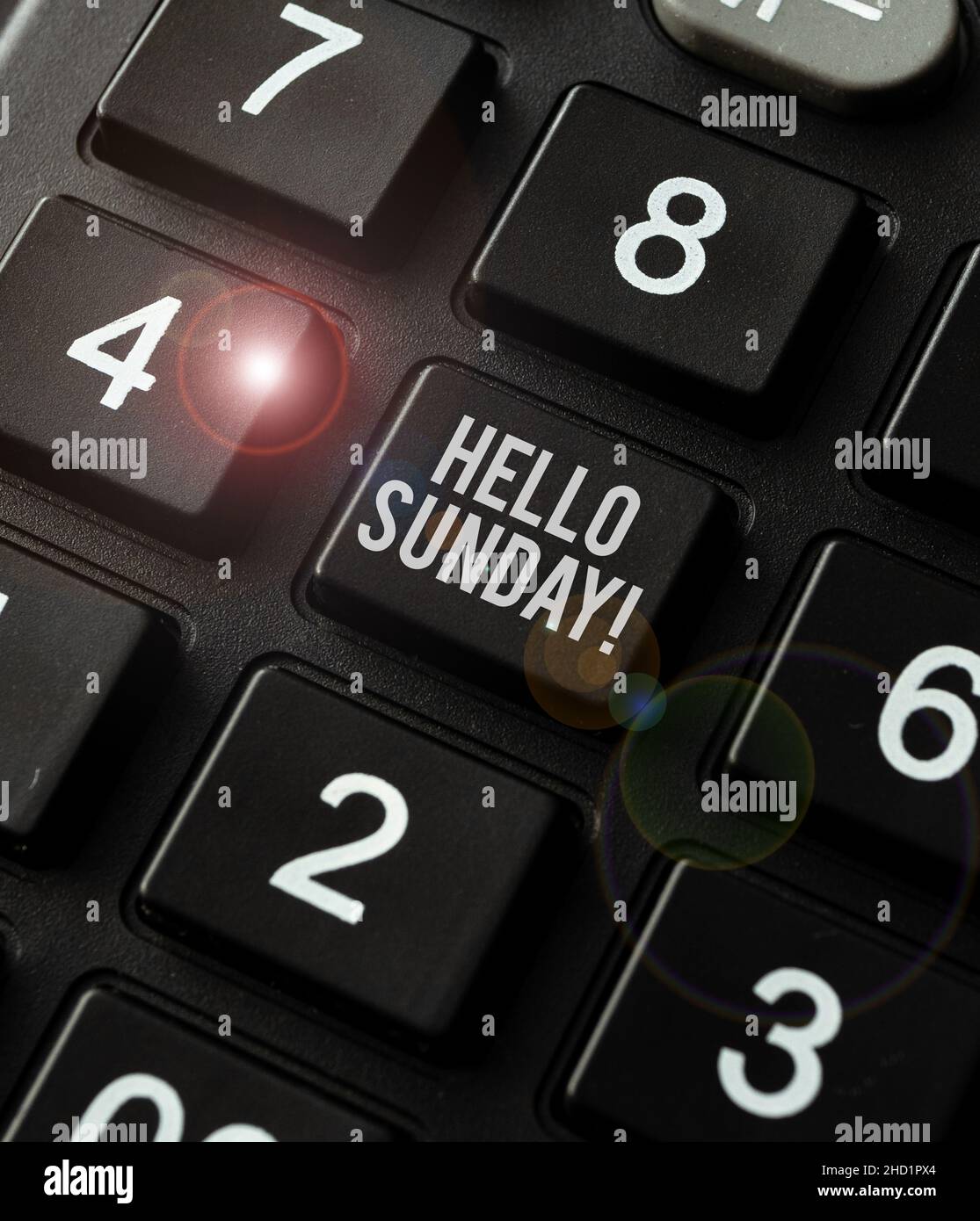 Text caption presenting Hello Sunday. Internet Concept inspired ...
